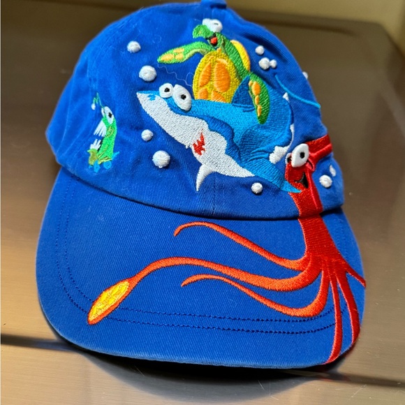 Accessories | Blue Cap With Sea Creature Embroidery | Poshmark